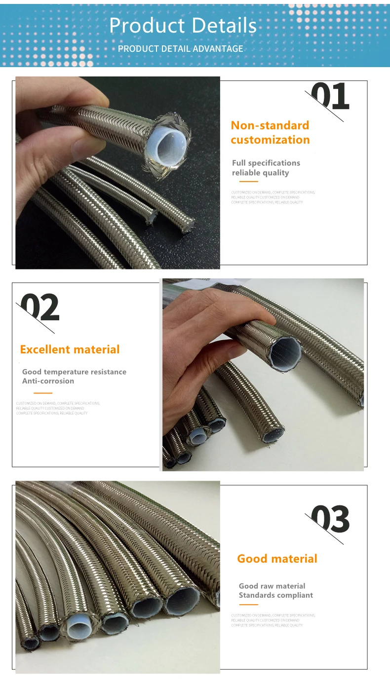 Lined PTFE Metal Hose 304 Stainless Steel Metal Bellows Steel Lined ...