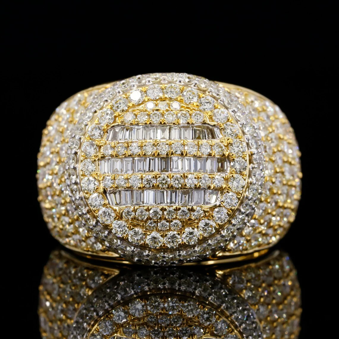 Hand Setting Men's Iced Out Baguette Rapper Hip Hop Champion Baguette ...