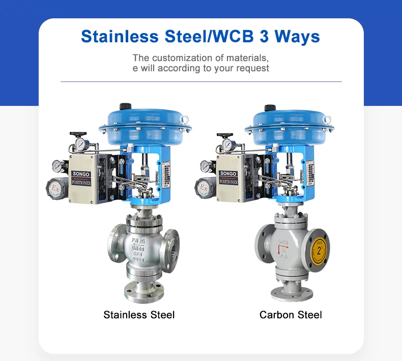 Diffluence Type SS304 3way Pneumatic Diaphragm Steam Control Valve