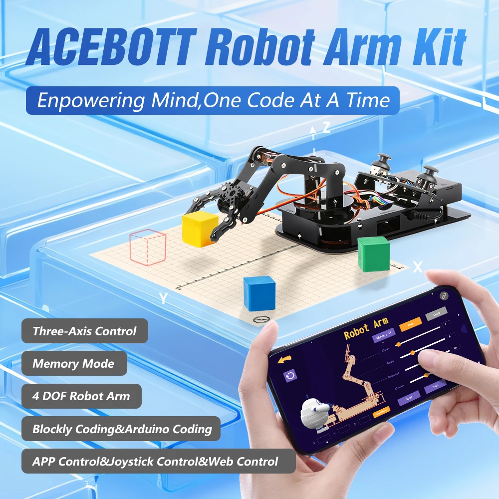 ACEBOTT ESP32 Programmable Robot Arm Kit Smart Set Learning Education ...