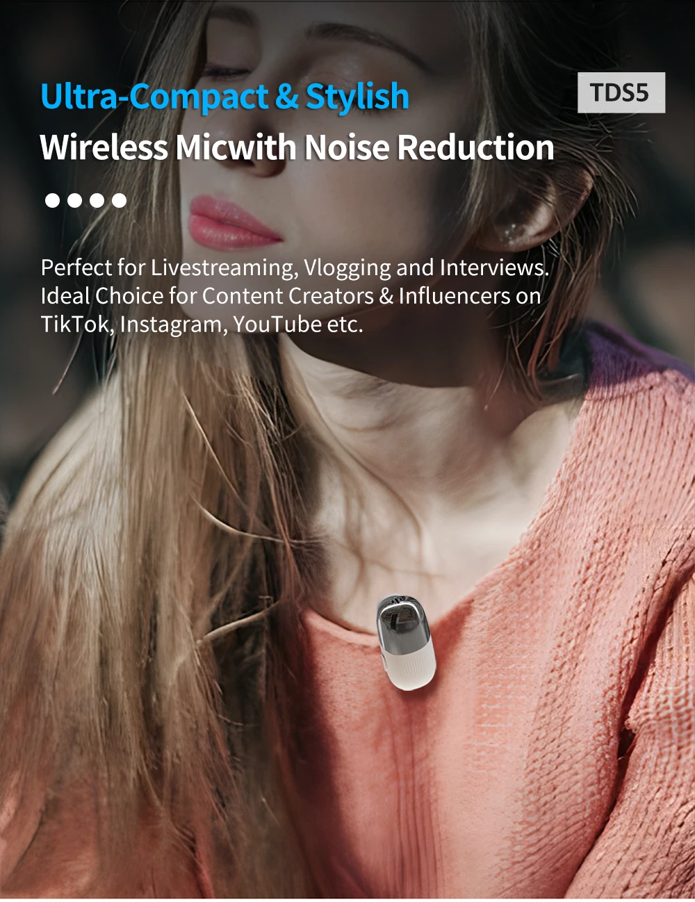 Ultra-Low Latency Portable Lavalier Wireless Microphone Youtuber Set ...