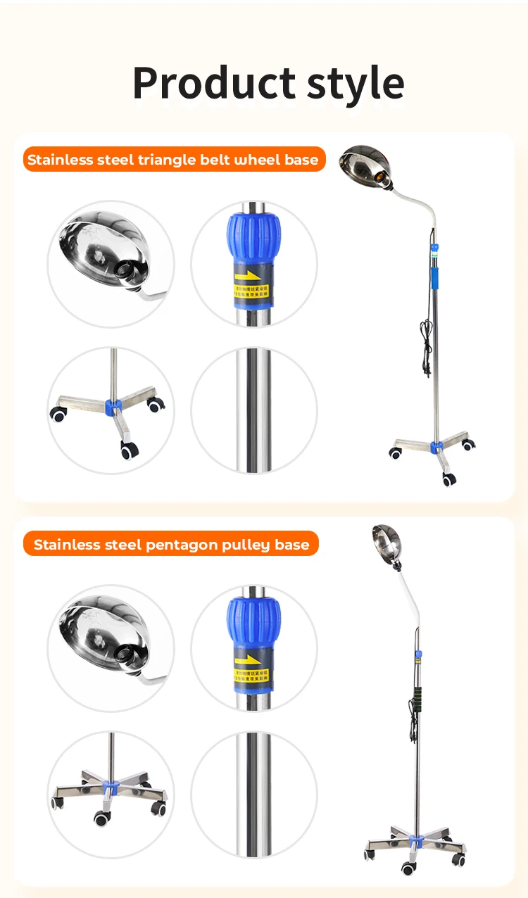 Height Adjustable Stainless Steel Mobile Gooseneck Operation Room Lamp ...