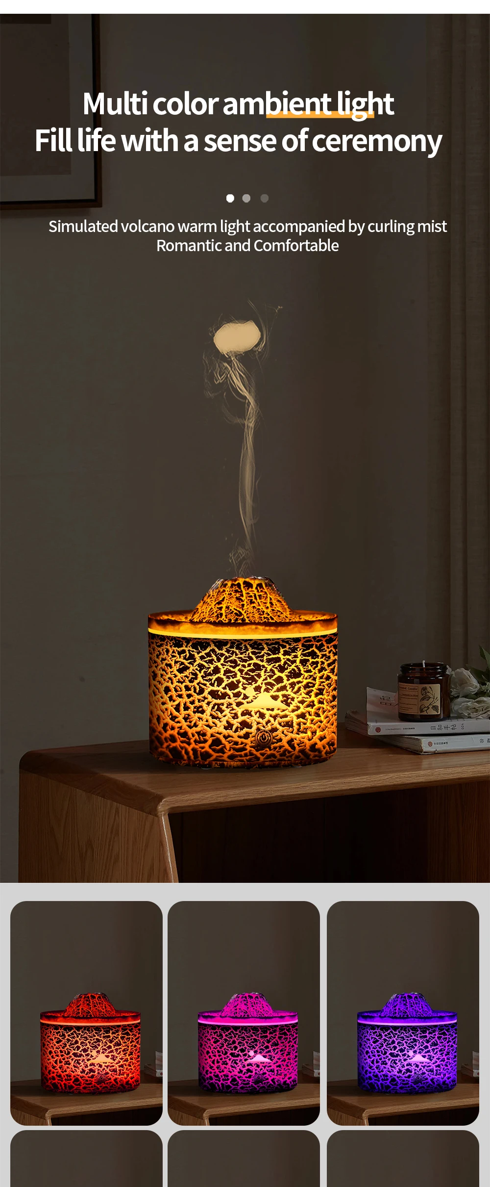 Oem Wholesale Price 2023 Jellyfish Spray 3d Flame Aroma Humidifier 7 ...