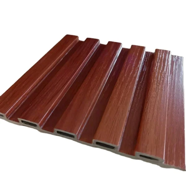 Waterproof Fireproof Wood Grain WPC Laminated 3d Fluted Wall Panel ...
