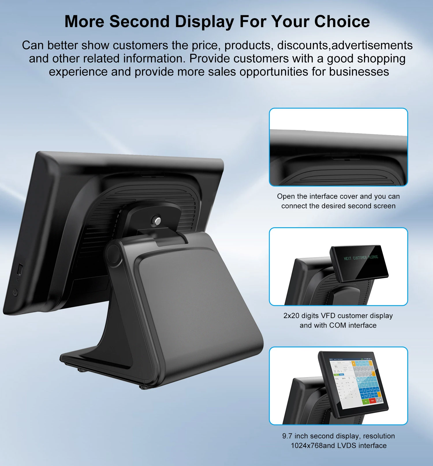 Micropos 15.6 Inch Dual Screen Pos System Windows Touch Screen Pos Cash ...