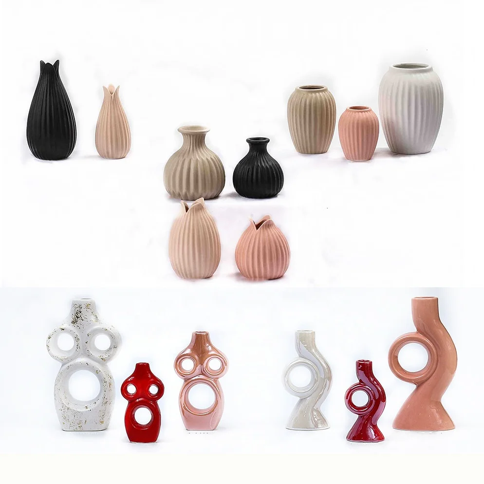 Ceramic Spanish Round Shape Flower Vases for Home Decor