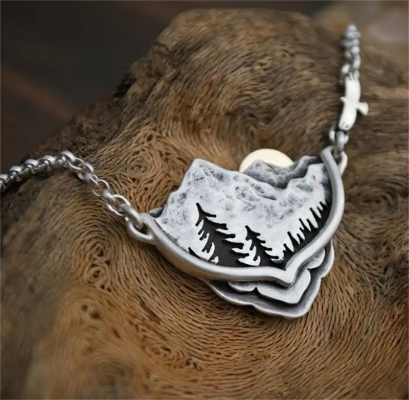 Simply Beautiful Stunning Mountain Sun Landscape Necklace - Buy ...