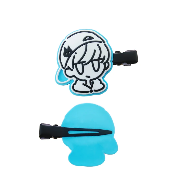 Factory Custom Cute Anime Pattern PVC Hair Soft Rubber Hair Clip ...