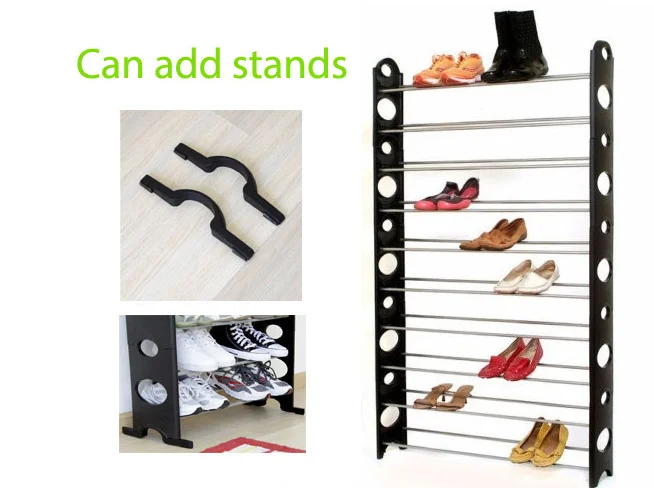 Wholesale Price Rack Shoe 10-50 Pairs 10 Tier Diy Folding Plastic Iron ...
