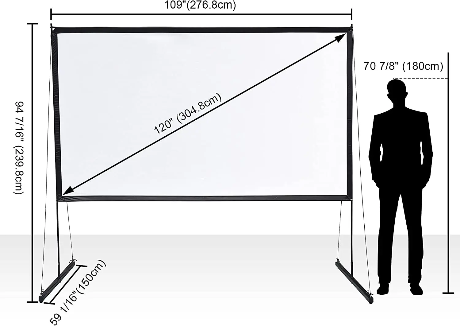120 Inch Freestanding Projection Screen - Outdoor Portable