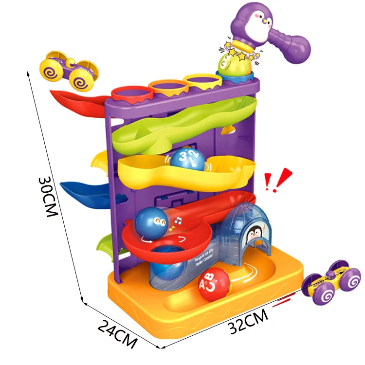 Hammer And Ball Drop Toys Diy Kid Baby Plastic Toy Rolling Track Roll ...