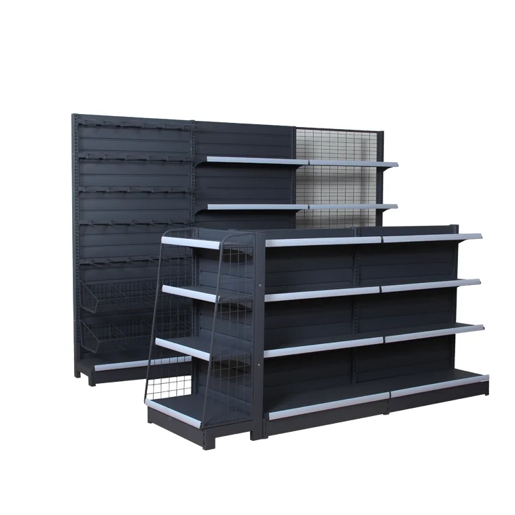 Metallic Material and Double-sided Grocery Shelves Supermarket Shelf ...