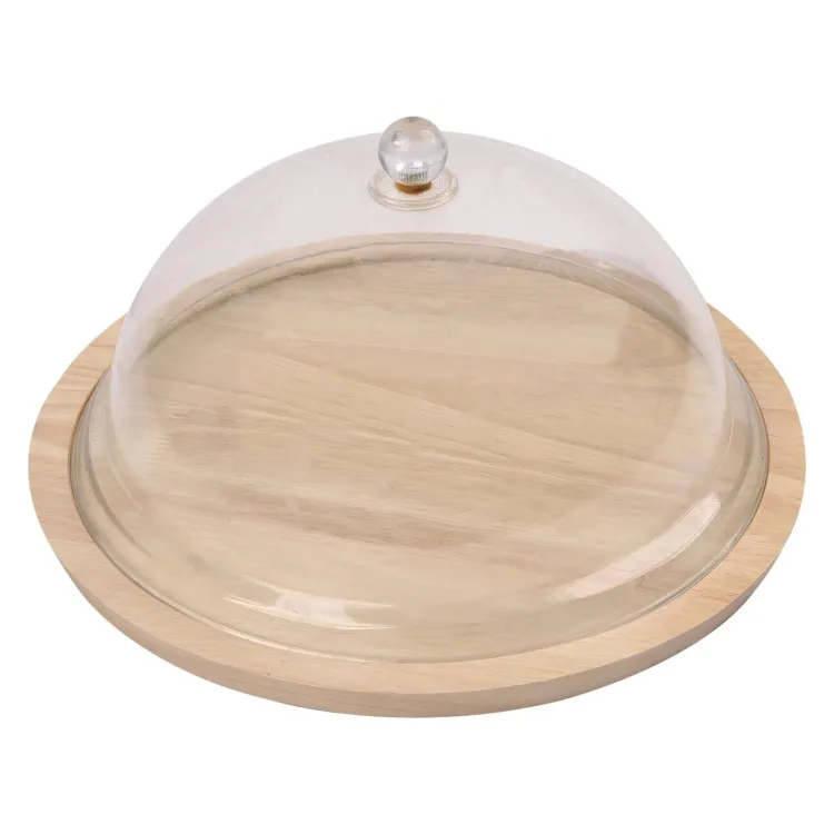 Wood Cake Stand With Dome Lid - Multifunctional Serving Platter And ...
