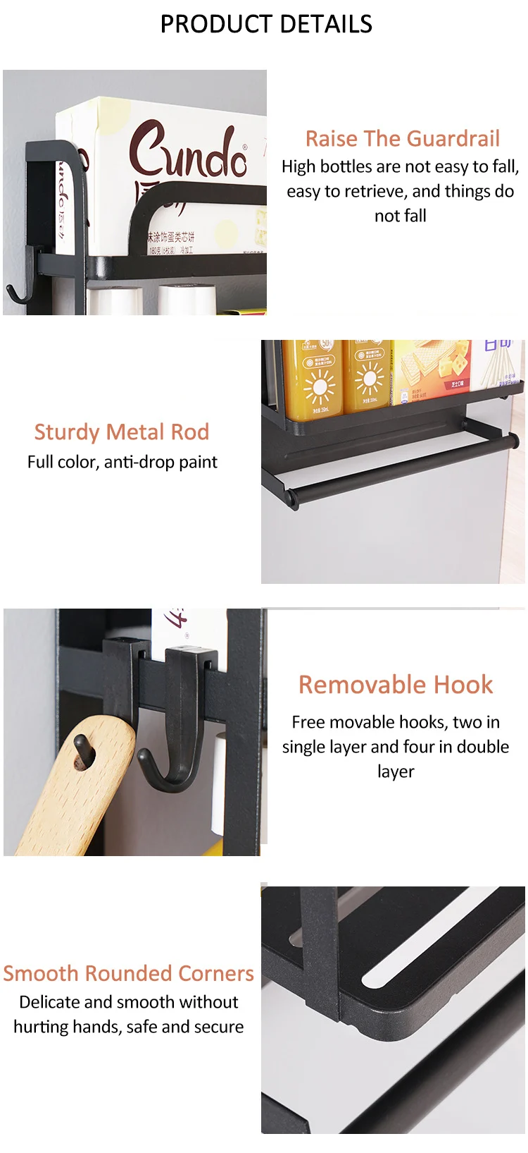 Kitchen Magnetic Refrigerator Hanger Shelf Metal Fridge Storage Holder ...