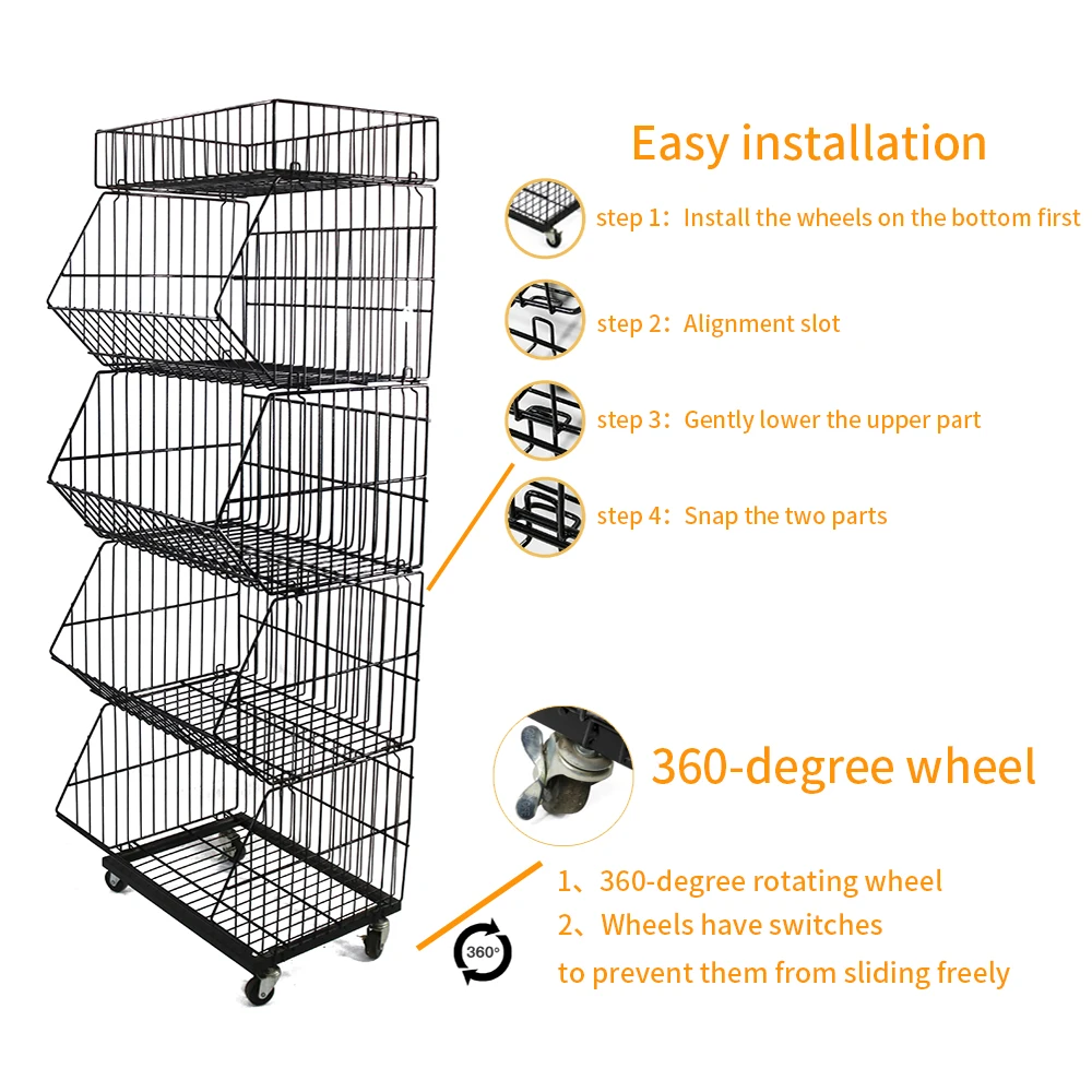 5 Tiers Floor Metal Wire Display Rack For Store Candy Pushing Sale ...