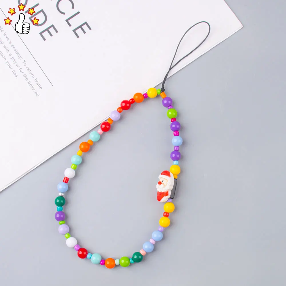 Christmas Gifts Popular Colorful Phone Chain Acrylic Beaded Universal ...