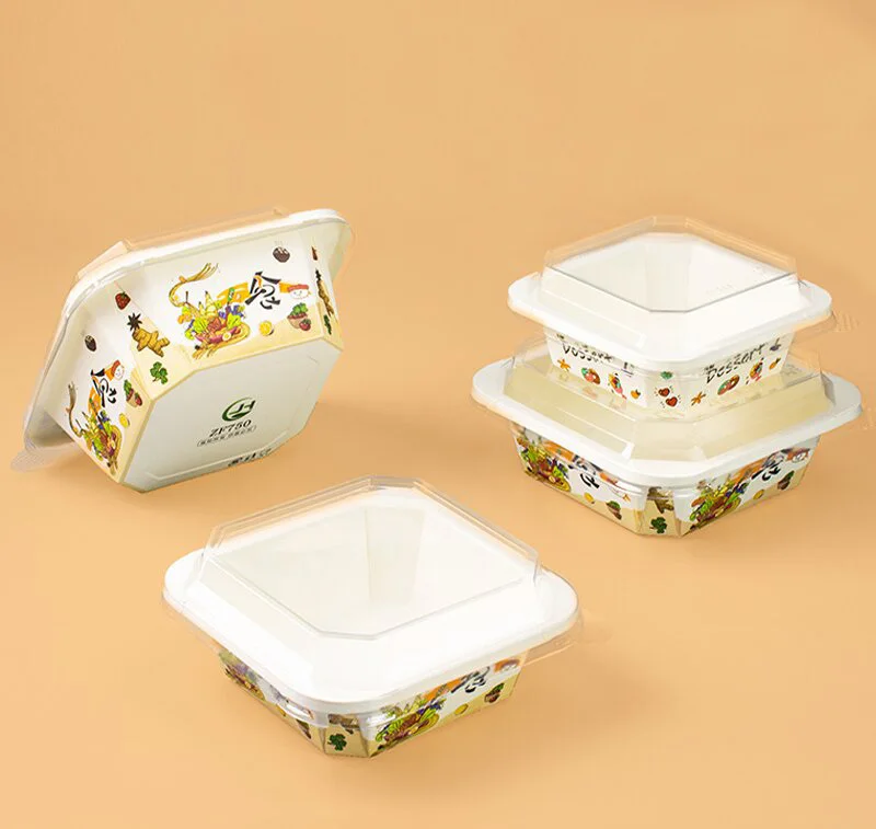 Octagonal Square Food Takeaway Packaging Box Customize Kraft Paper Box ...