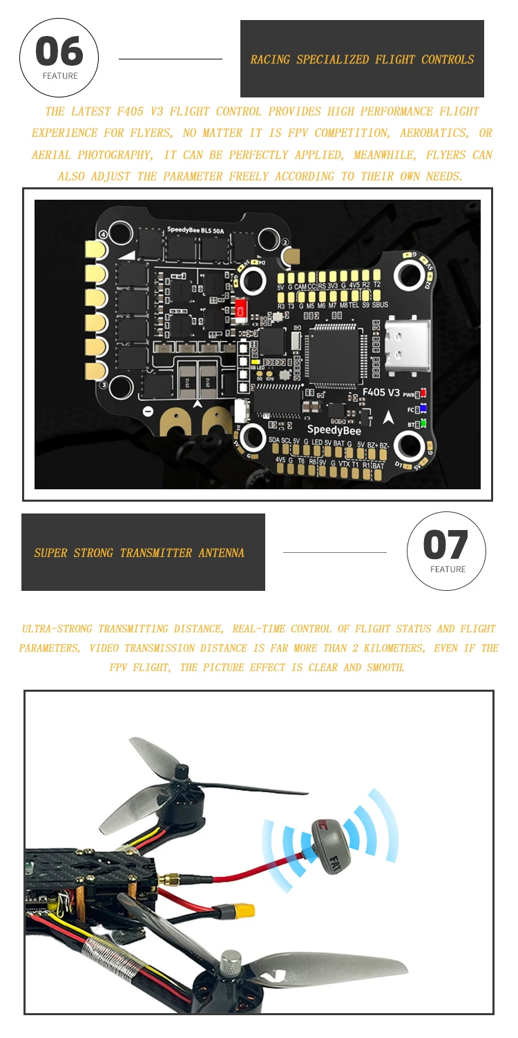 7 Inch Fpv Drone Kit Image Transmission Distance Of 5km Racing ...