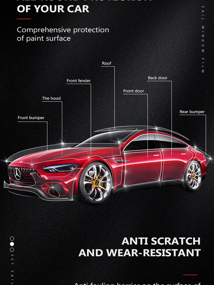 Anti-sratch Car Wrap Sticker Tpu Bright Black Car Film 7.5mil Tpu ...