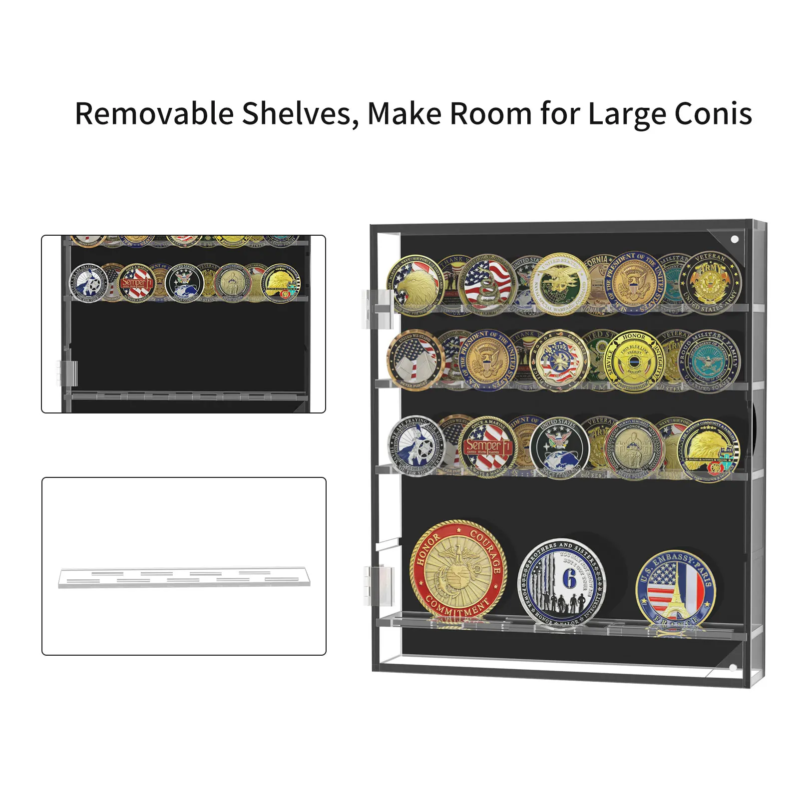 Acrylic Challenge Coin Display Case Holder Wall Mounted Rack Coin ...