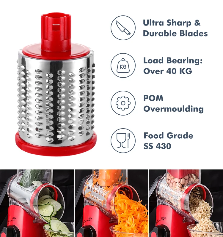Multi-purpose Manual Kitchen Rotary Drum Grater With Handle Vegetable ...