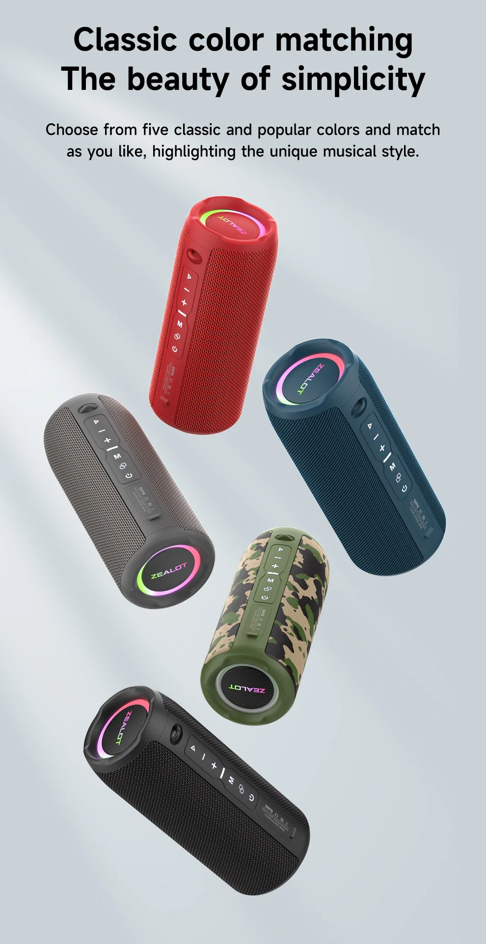 Zealot S49pro Portable Wireless Speaker - Loud Bass & RGB Leds