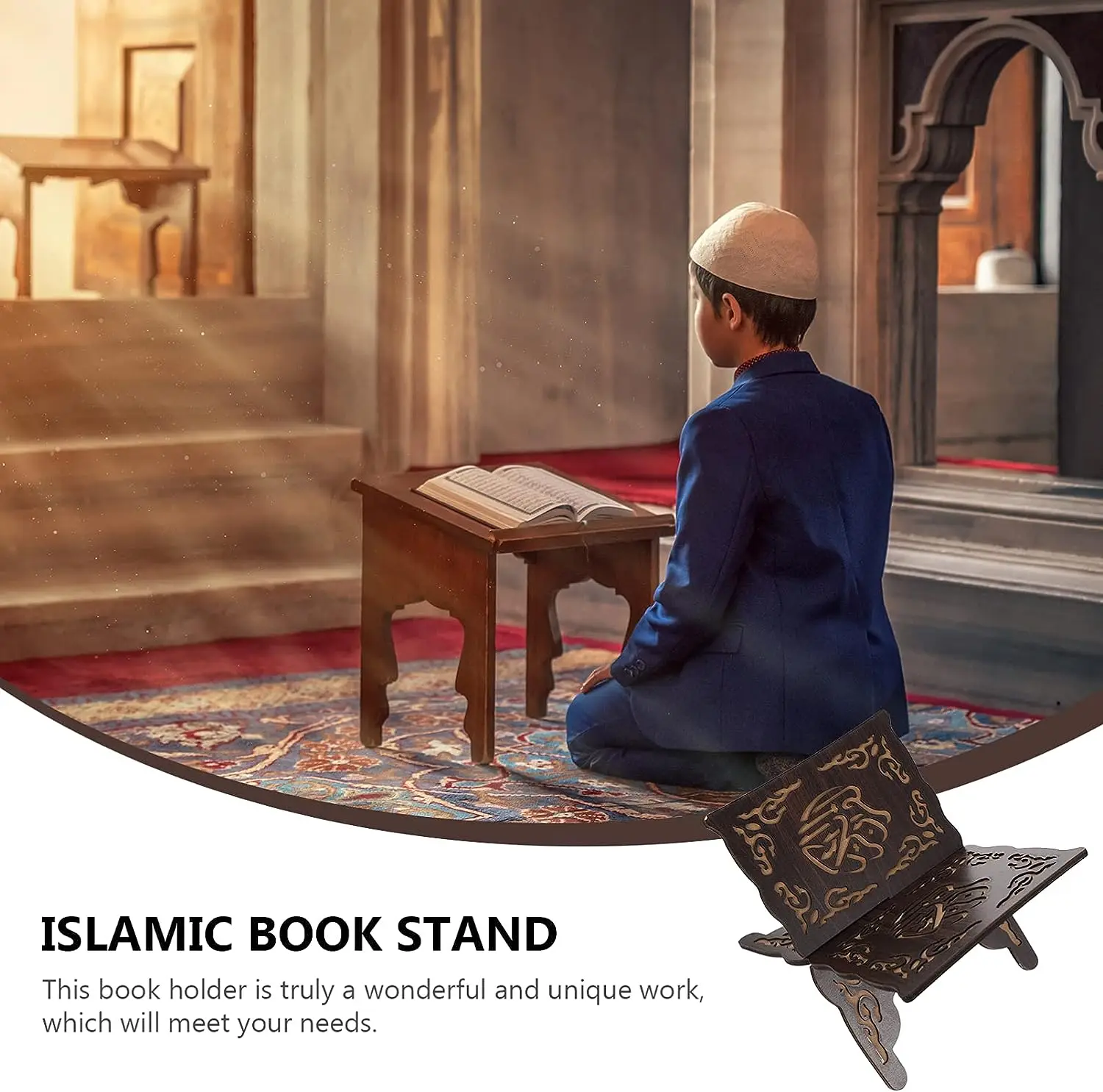 Wooden Quran Book Stand - Muslim Book Holder Islam Foldable Rehal