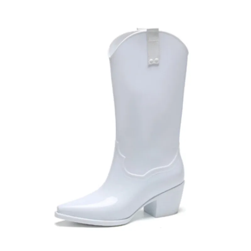 Customize Women's Pvc Knee High Rain Wellies Western Cowboy Mid Calf ...