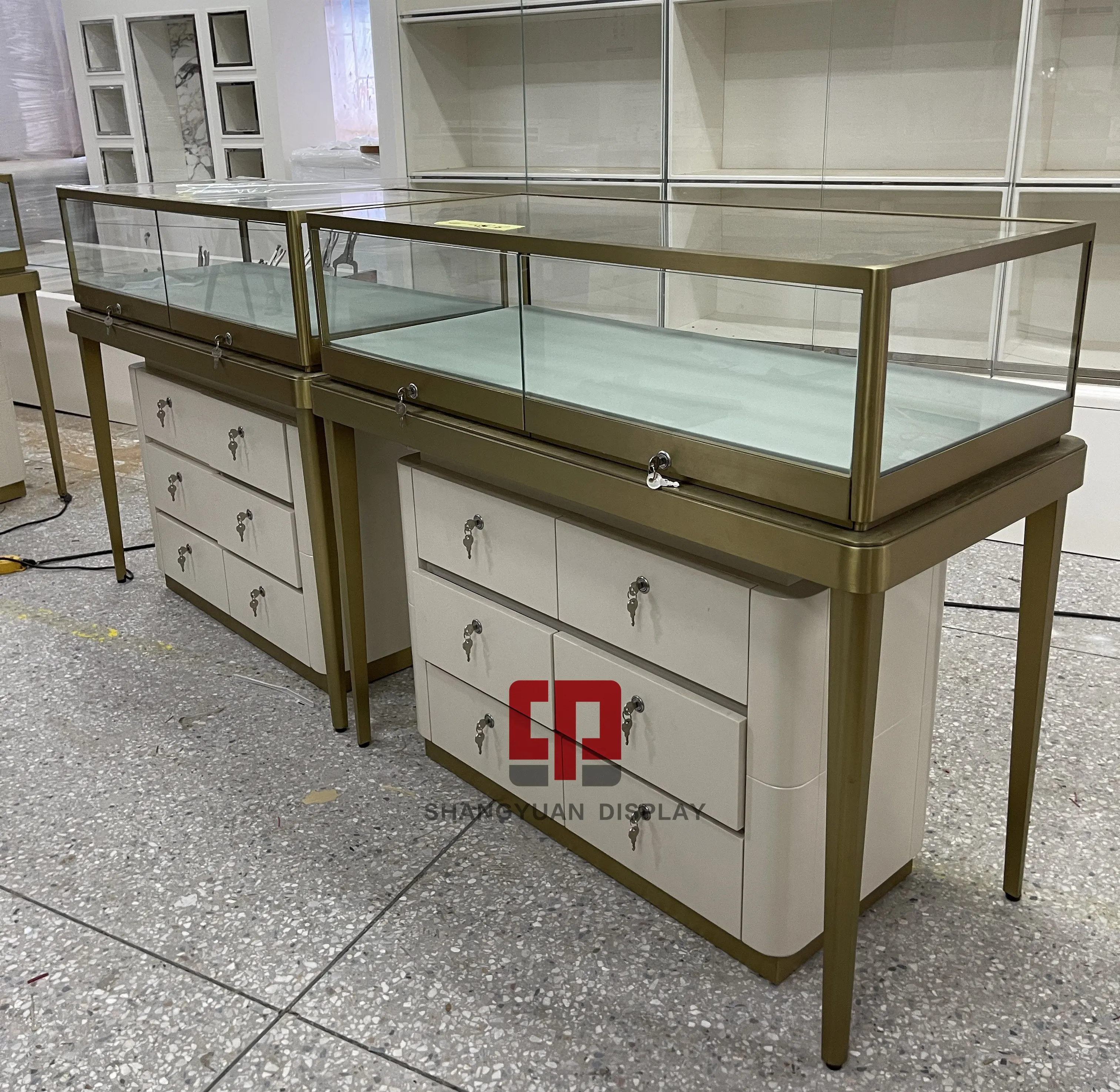 Luxury Stainless Steel Glass Display Cabinet Shenzhen Factory High-end ...