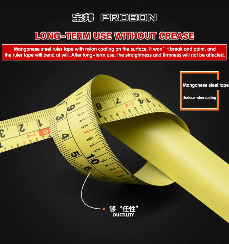 Probon Professional Rubber Coated Steel Measuring Tape 3m & 5m - Metric ...