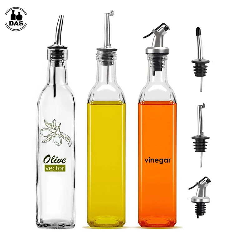 Alibaba.com: 250ml 16 oz square glass oil bottle with pourer spout for ...