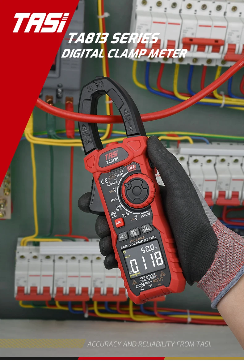TASI TA813B Digital Clamp Meter - 1000A True RMS AC/DC Multimeter for ...