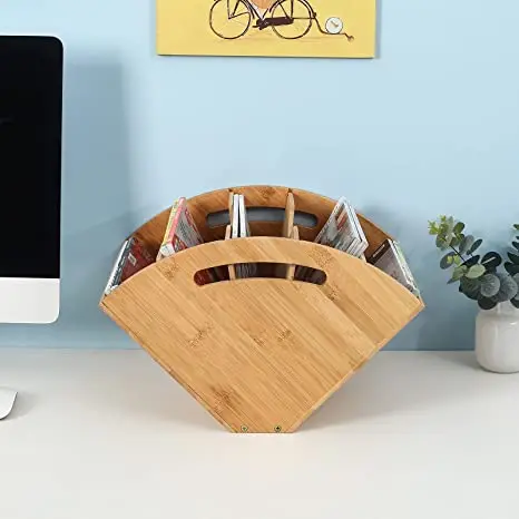 Bamboo Wood Table File Box Magazine Organizers for Office