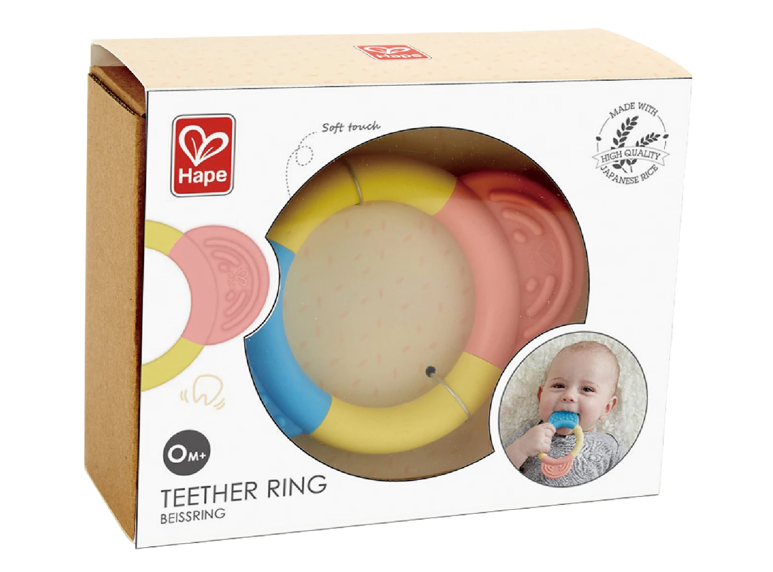 Hape New Soft Toy Baby Teether Ring Rattle Rice-based Material Toy For ...