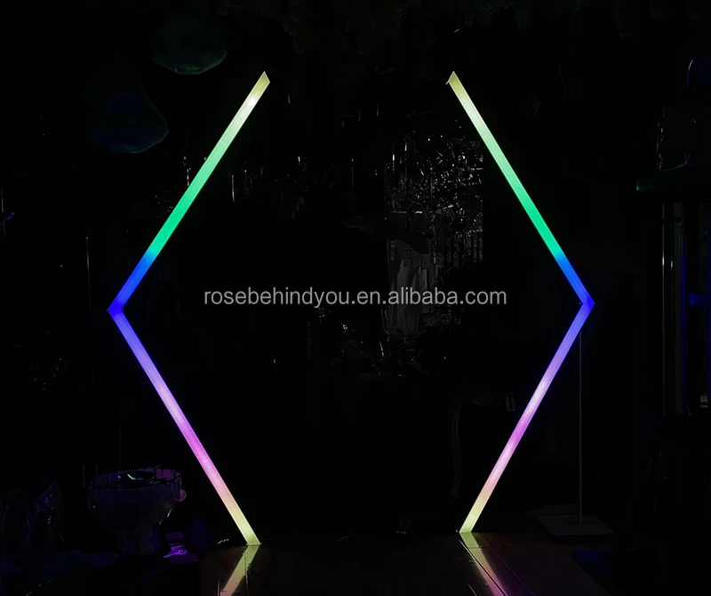 Geometric Metal Wedding Backdrops Arch Door Tunnel Lighted Background ...