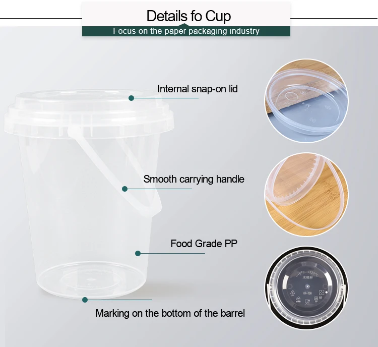 Hot Sale Boba Bucket Disposable 1000ml 32oz Plastic Pp Boba Drinking ...