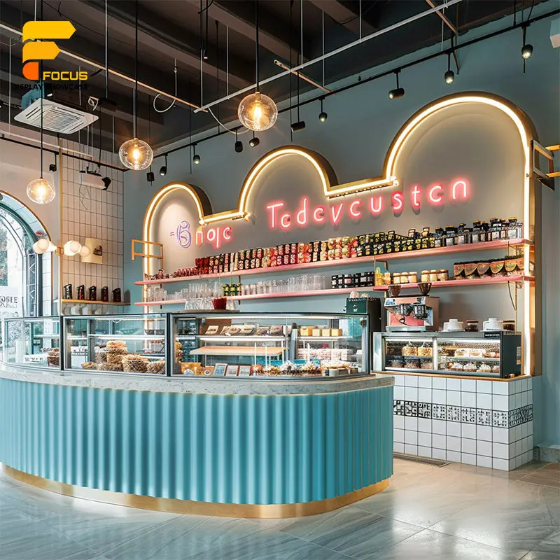 Restaurant Counter Bar Design Wood Display Furniture For Bubble Tea ...