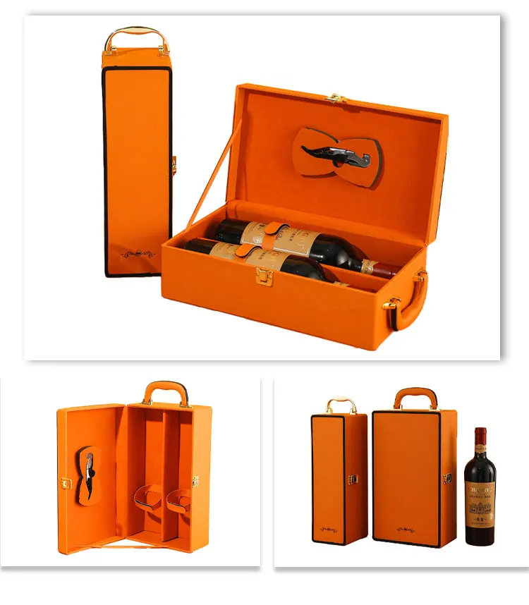 Custom Luxury Portable Red Wine Box Packaging 2 Bottle Paper Cardboard ...