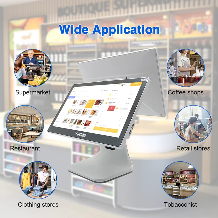 High Quality Dual Screen All in One POS Machine Windows Cash Register ...