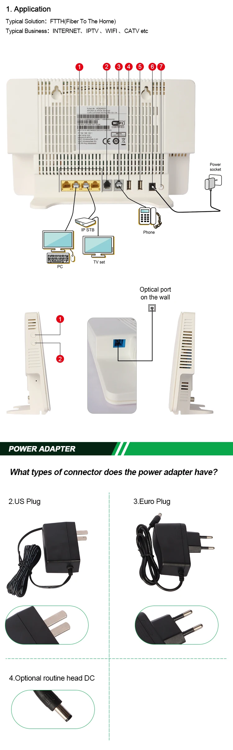 Onu Gpon Eg8247w5 2.4g/5g Dual Band 2pots 4ge Usb Catv Wi-fi Epon Xpon ...