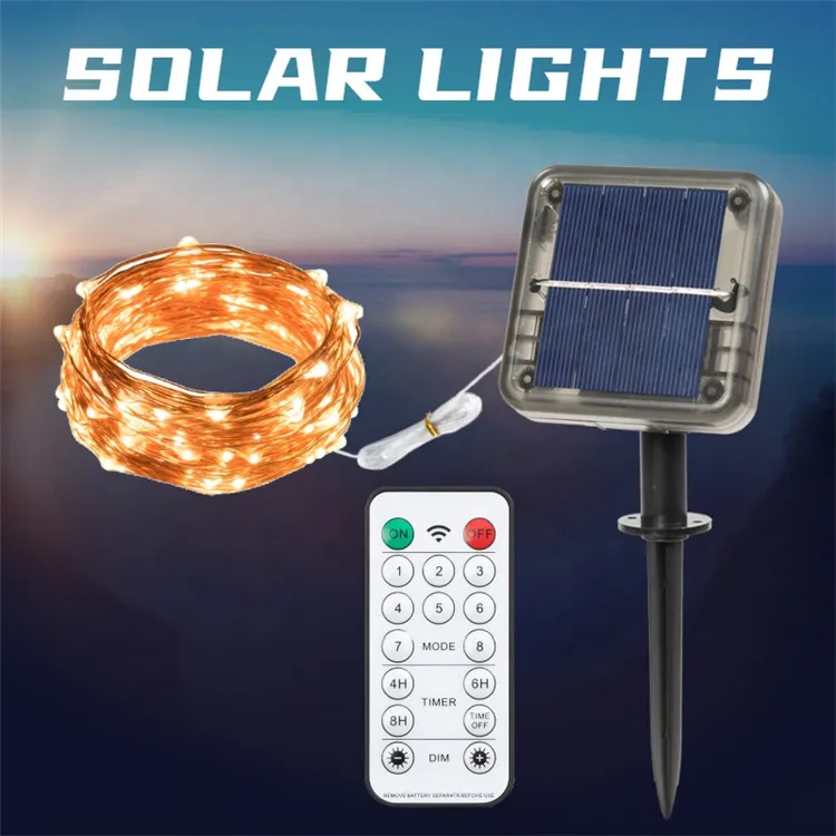 LED Starry Fairy Remote Control Solar String Light Waterproof Outdoor ...