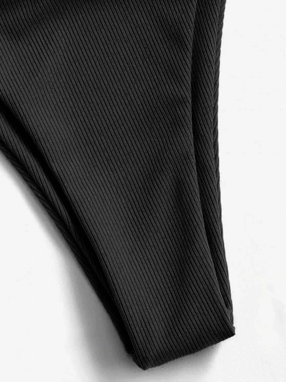 New Swimsuit Two Piece Bikini Set Ribbed Texture High Risk G-string ...