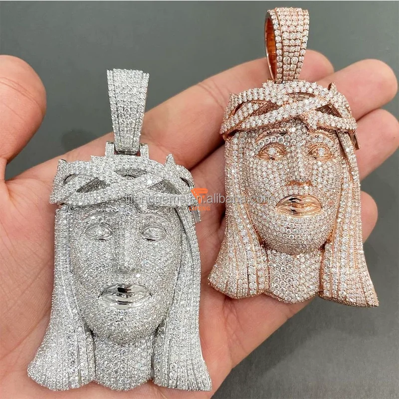 Luxury Custom Hip Hop Men Moissanite Pendant Platinum Plated 18k Gold ...