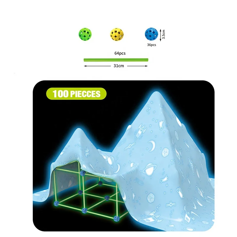 Samtoy 100 Pcs Diy Tent Stem Glow Construction Blocks Model Building ...