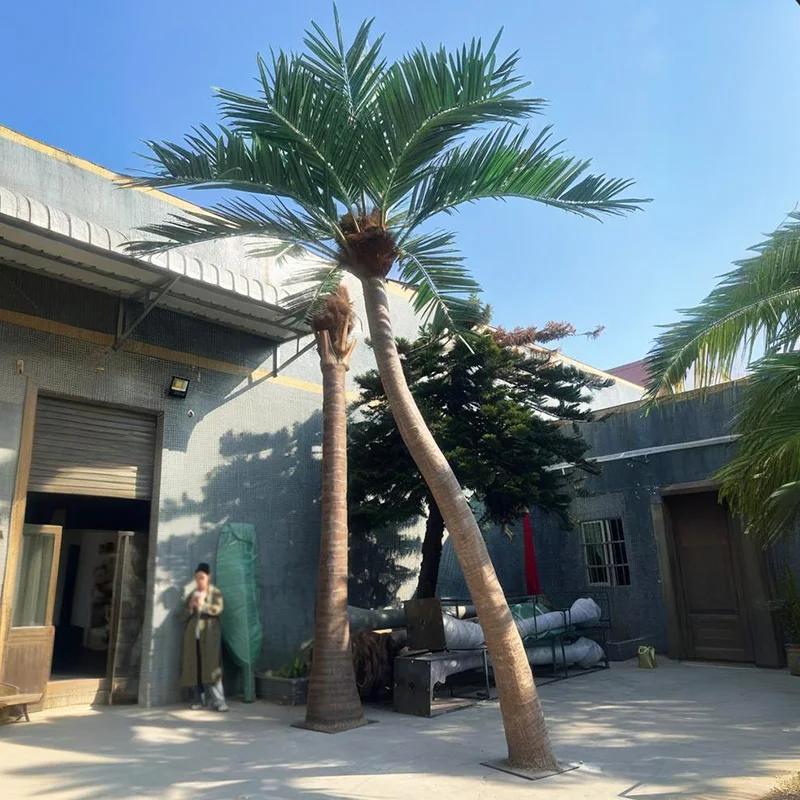 14 Feet Fake Curved Palm Trees Artificial Outdoor 3 Meter 7 Meters UV ...