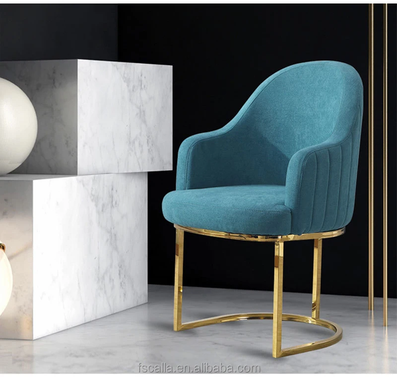 Modern Luxury High Glossy Metal Frame Round Leisure Chair With Armrest ...