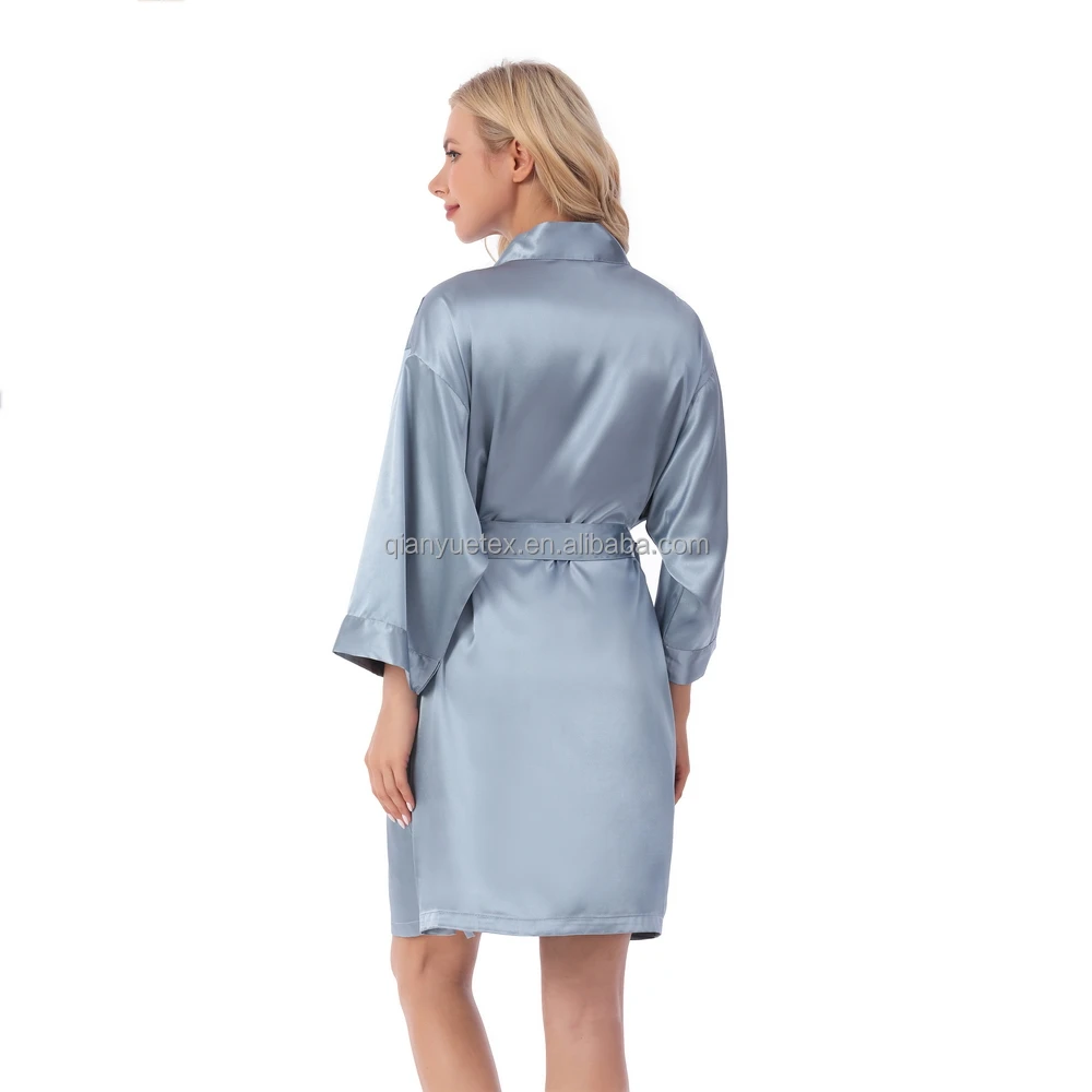 Wholesale Plain Color Wedding Silk Kimono Satin Robe