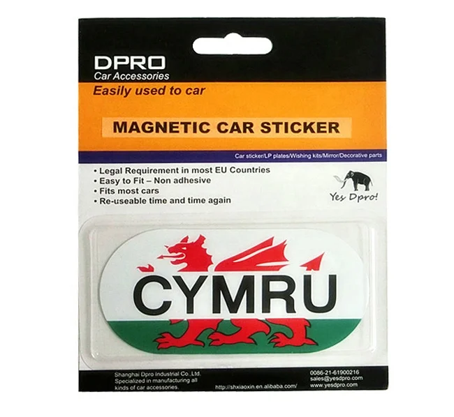 Small Magnetic Wales Cymru Car Sticker For Driving Abroad Car Decal ...