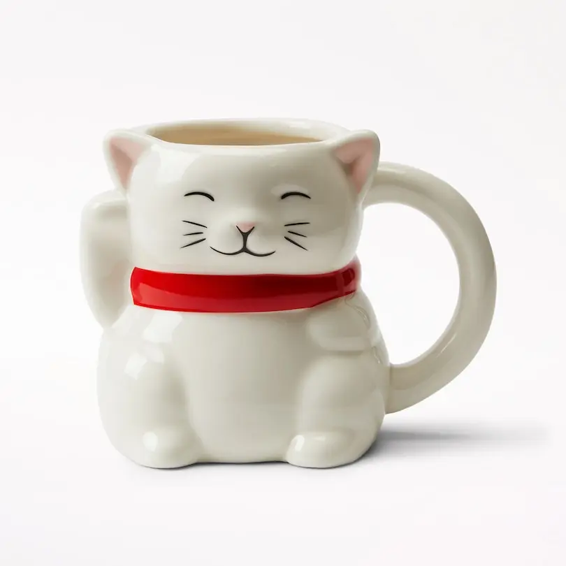 Hand painted Creative Ceramic Glazed Cartoon dolomite Cat Christmas 3D ...