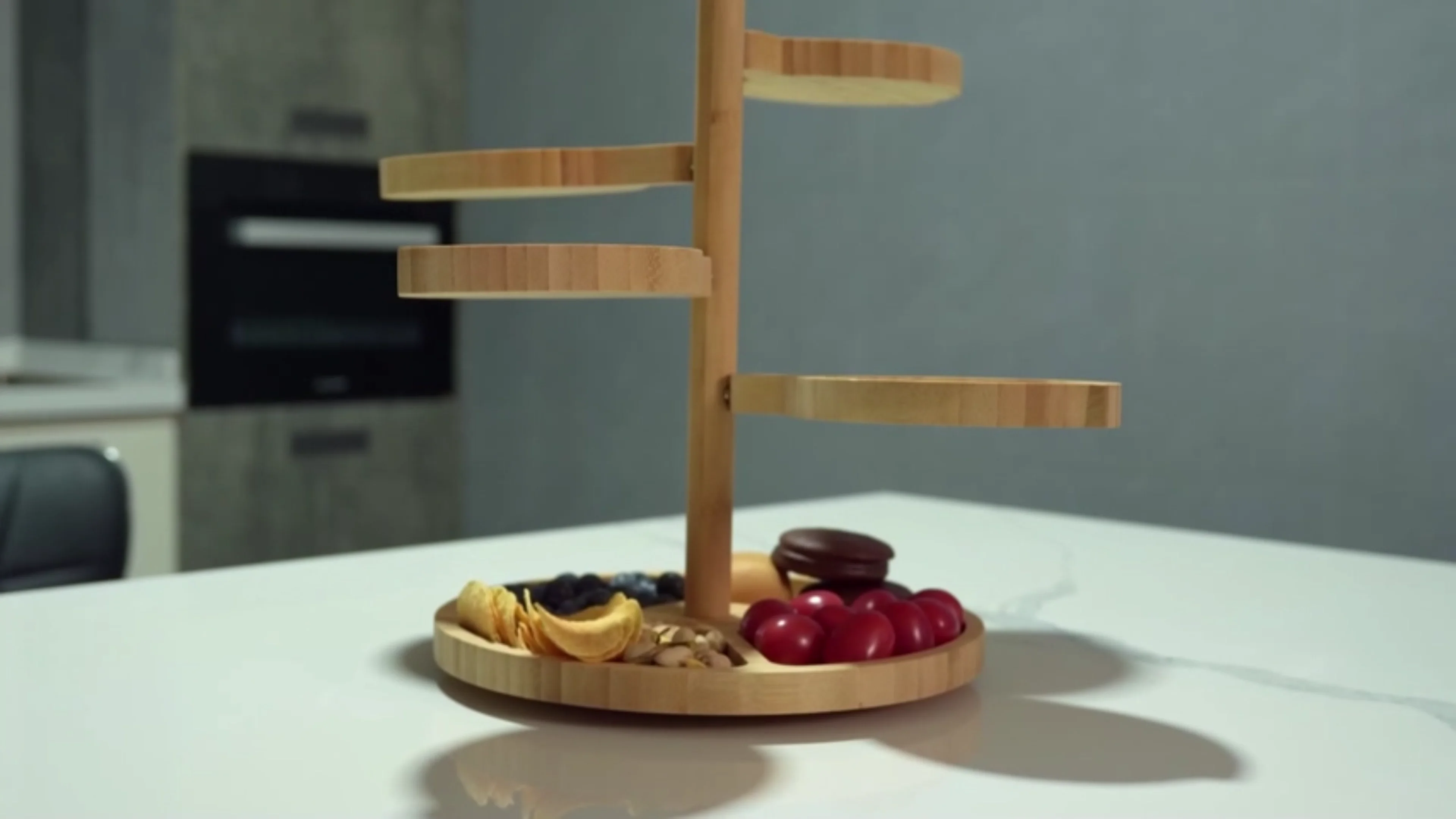 Hot Selling Cheese Board Gift Set Swivel 360 Degree Multi-functional 5 In 1 Round Fruit Serving ...